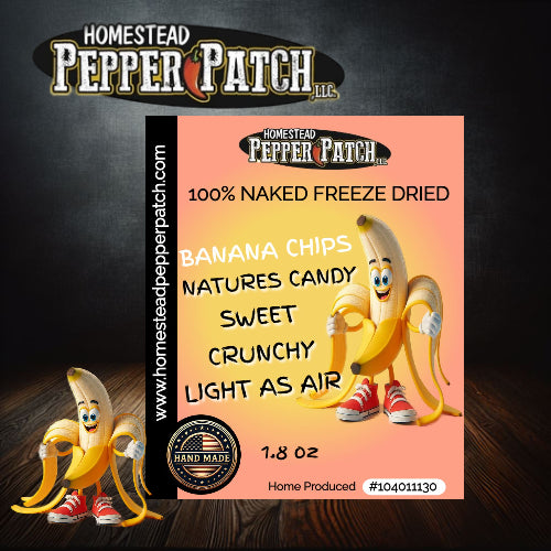 FREEZE DRIED NAKED BANANA CHIPS 1.8oz – Homestead Pepper Patch LLC